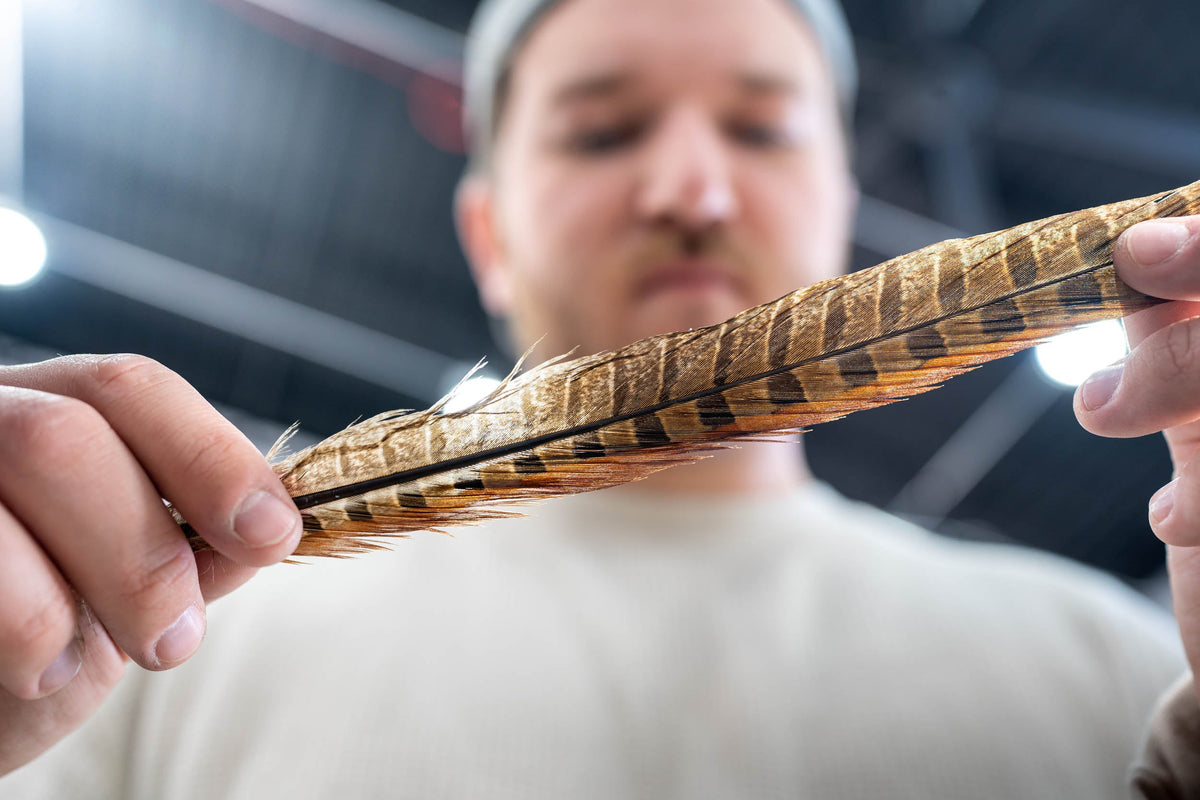 Custom Black Titanium Ring with Copper and Feather Inlay