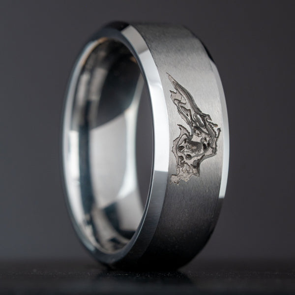 Beveled Tungsten Deep Engraved Lake Superior Depths Ring | Honest Hands ...