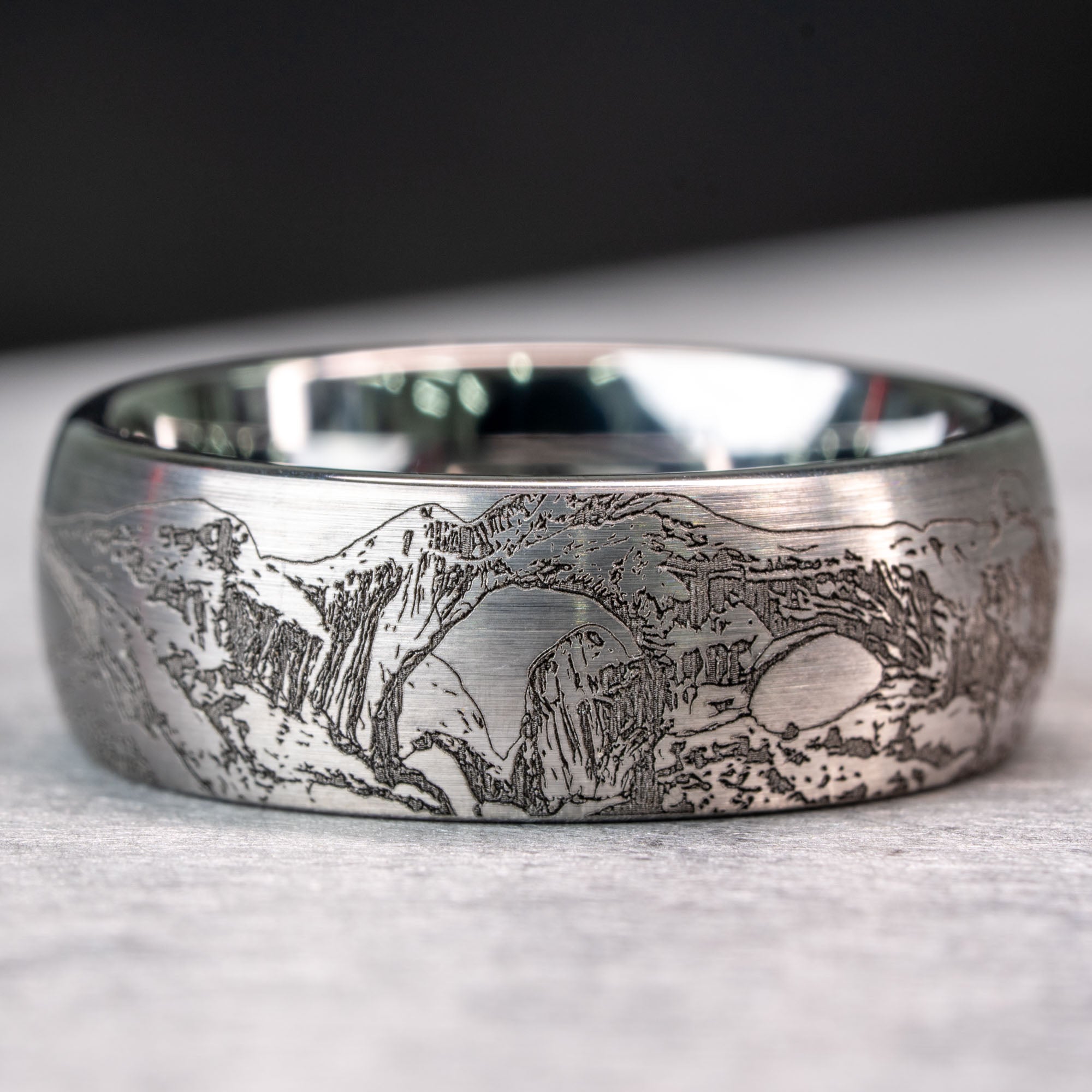 Tungsten Engraved Arches National Park Ring