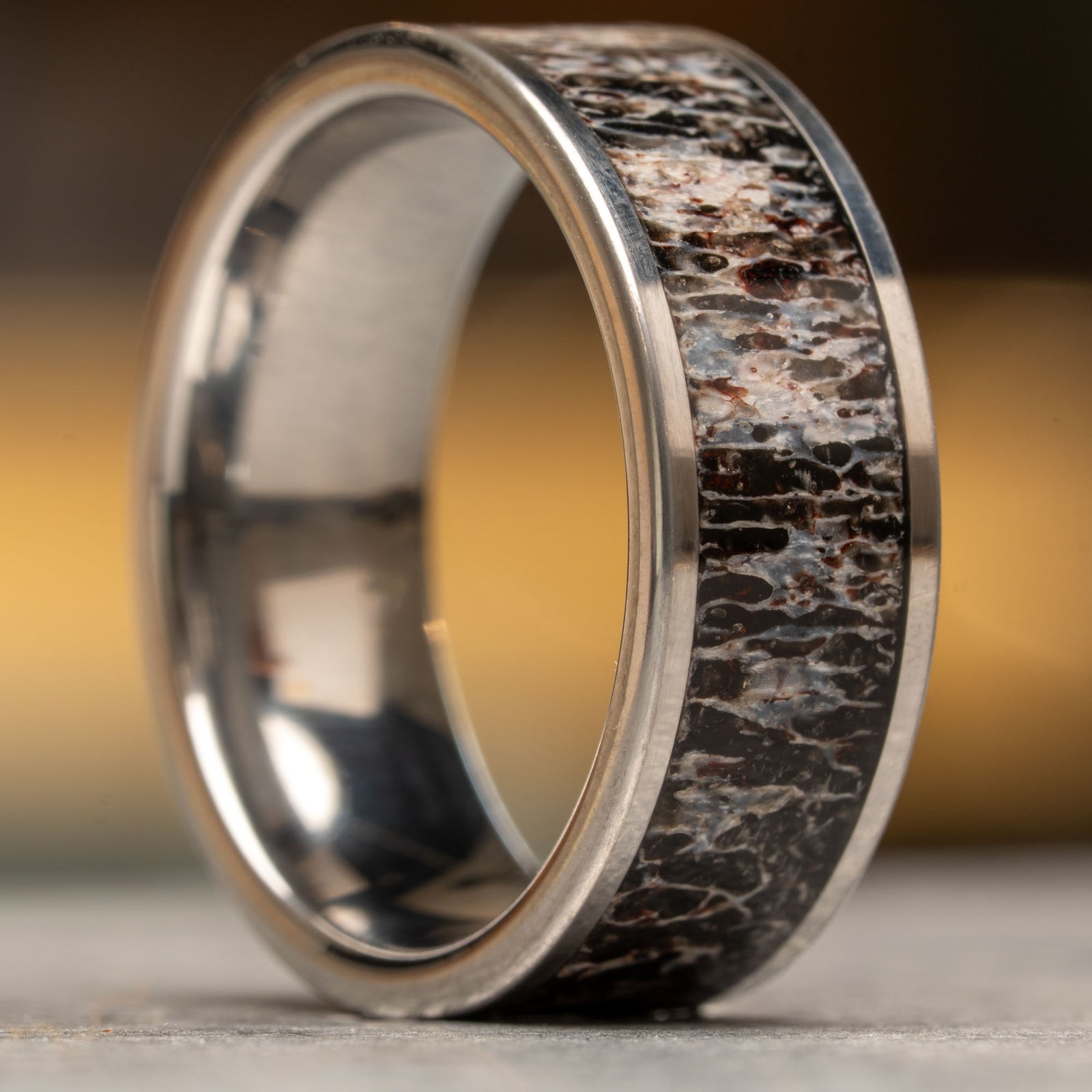 Tungsten Elk Antler Inlay Ring