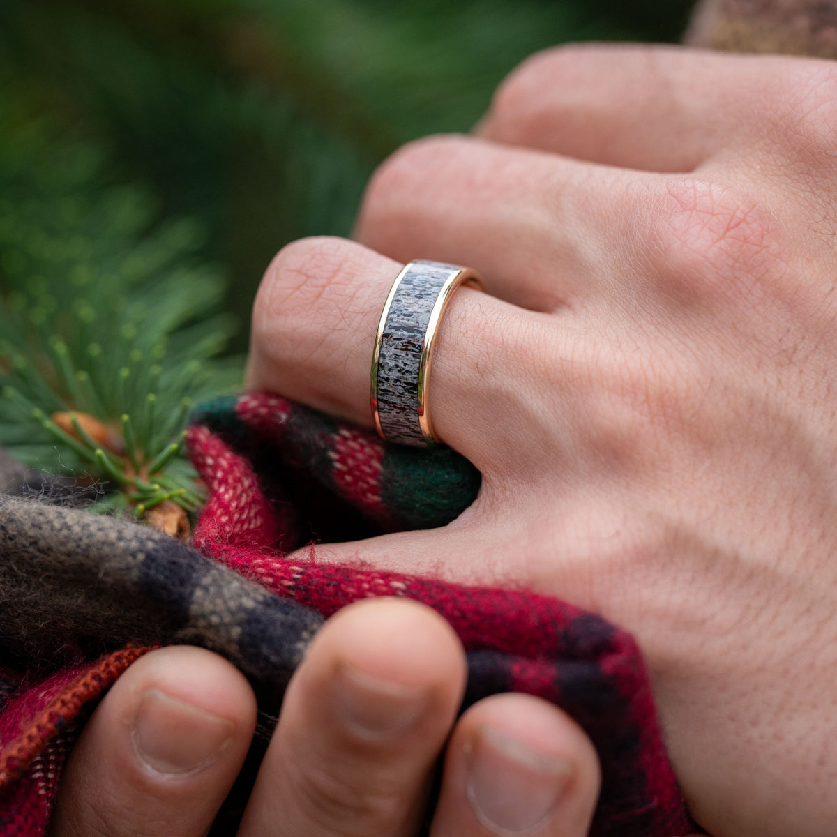 Gold Elk Antler Inlay Ring | Honest Hands Ring Co