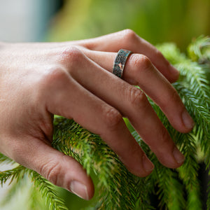 Titanium Yooper Glow Stone Copper & Opal Inlay Ring | Honest Hands Ring Co