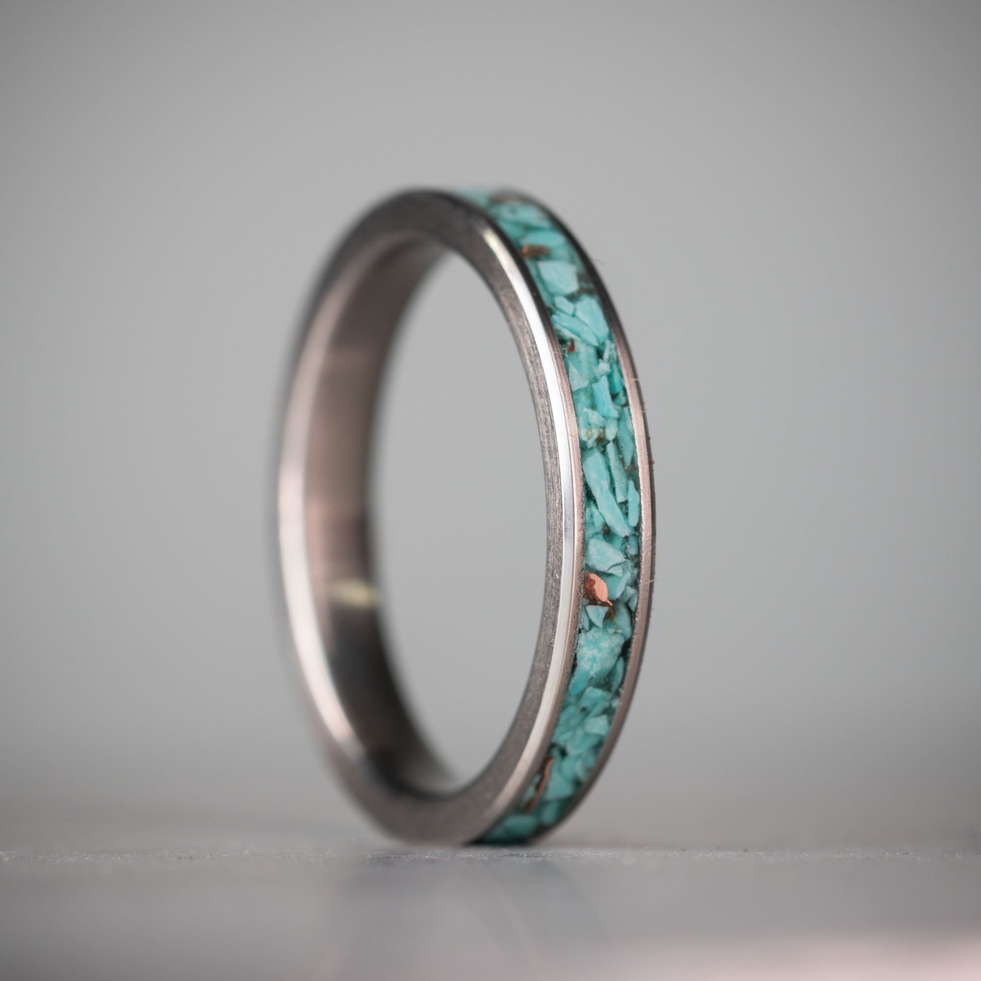 Titanium Turquoise & Copper Inlay Ring | Honest Hands Ring Co