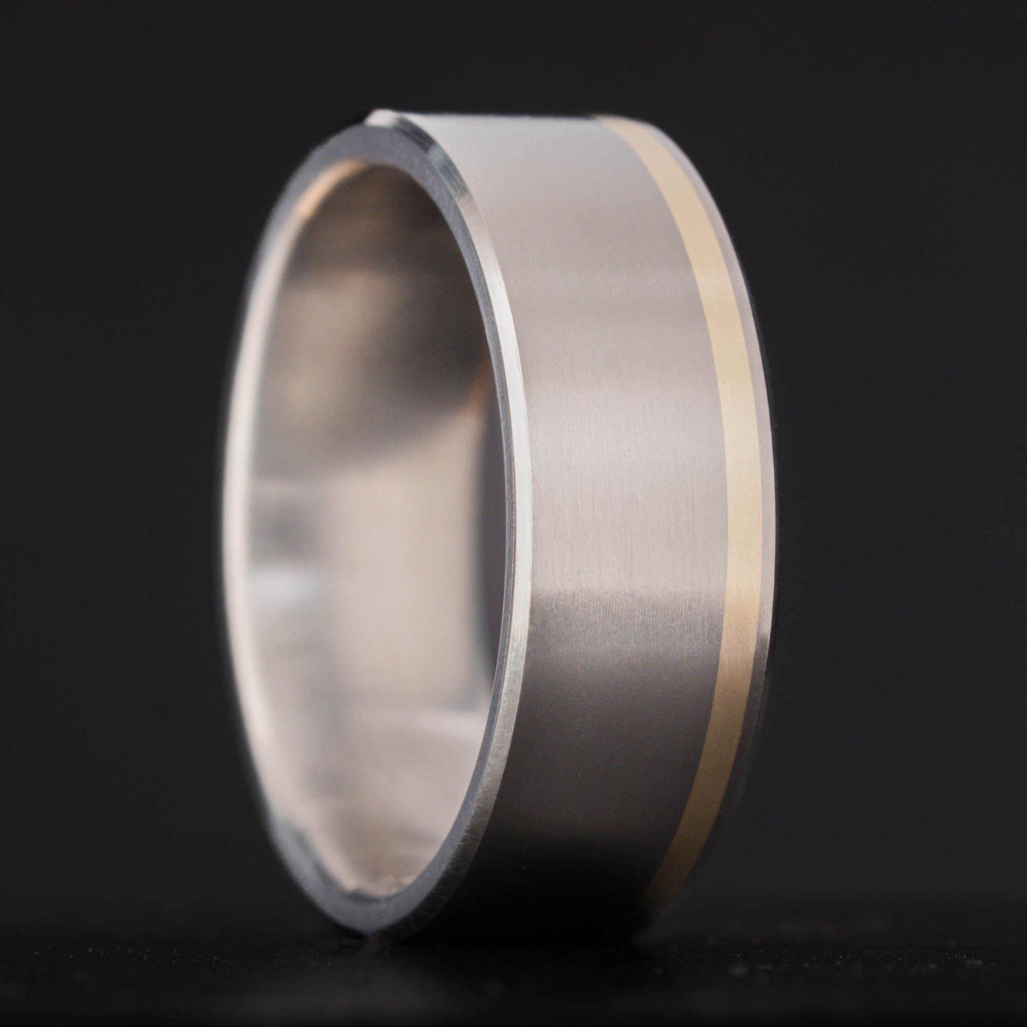 Titanium Offset Vertical Gold Inlay Ring