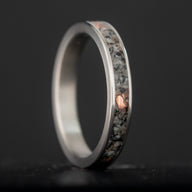 Thin Titanium Yooper Glow Stone & Copper Inlay Ring | Honest Hands Ring Co